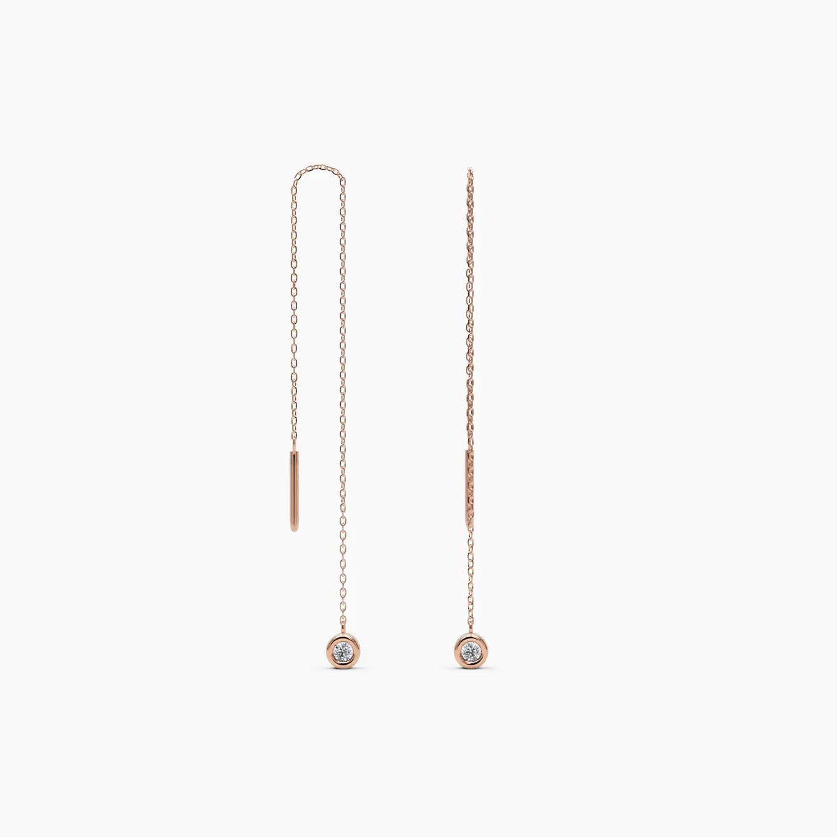 Threader Earrings | 14k Rose Gold Diamond Threader Earrings