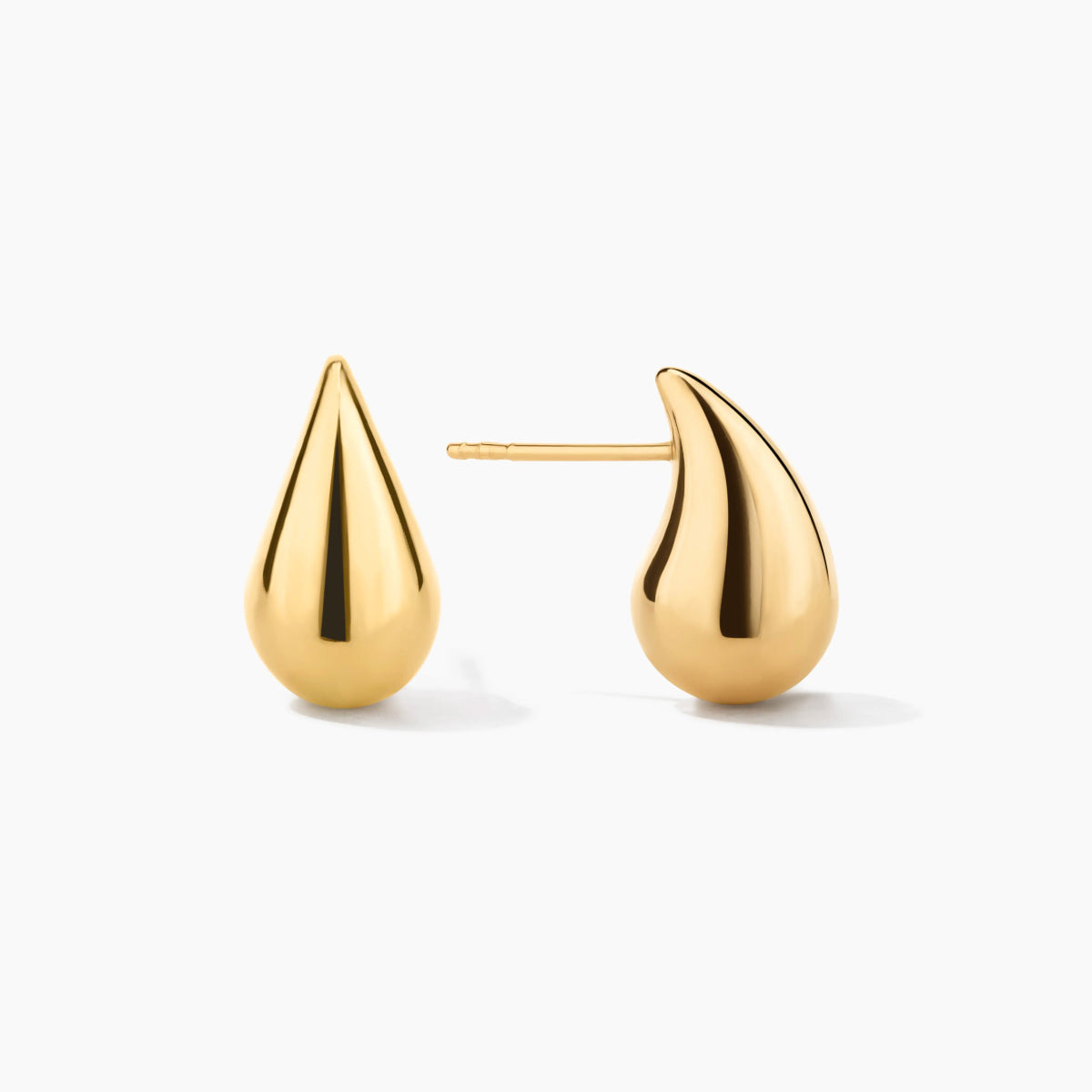 14k Yellow Gold Puffy Teardrop Stud Earrings