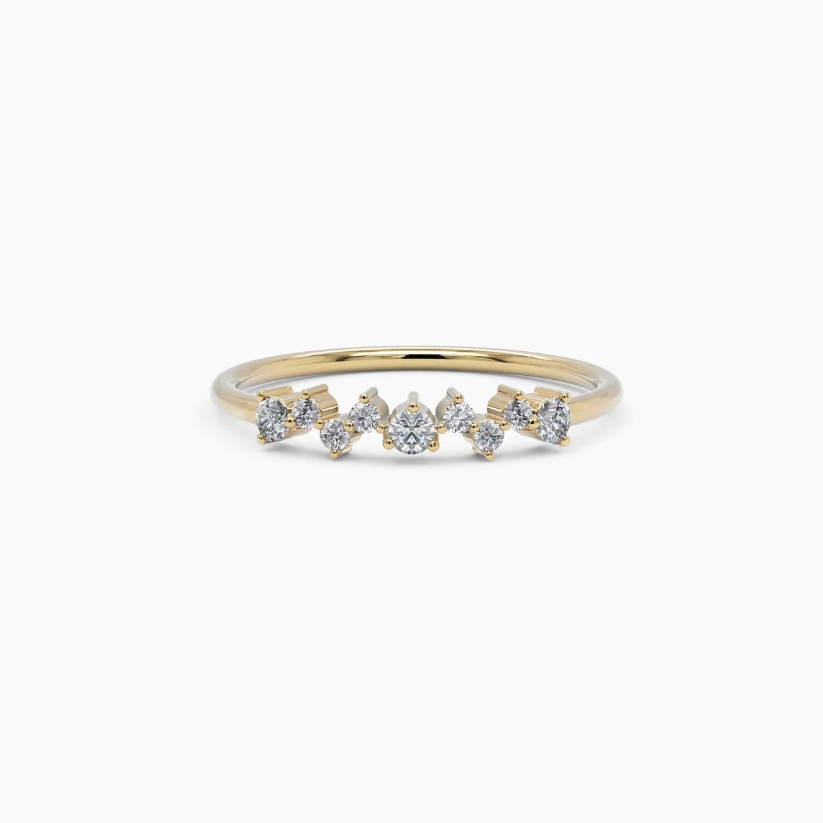14k Yellow Gold Cluster Ring With 9 Diamonds